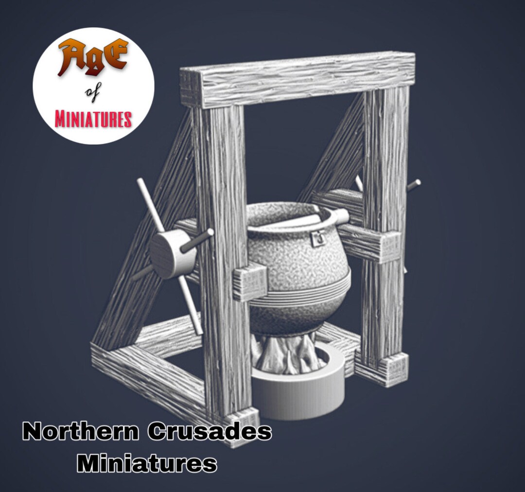 Medieval Siege Oil Boiler Over Fire, Diorama Historical 1/72, 28mm ...