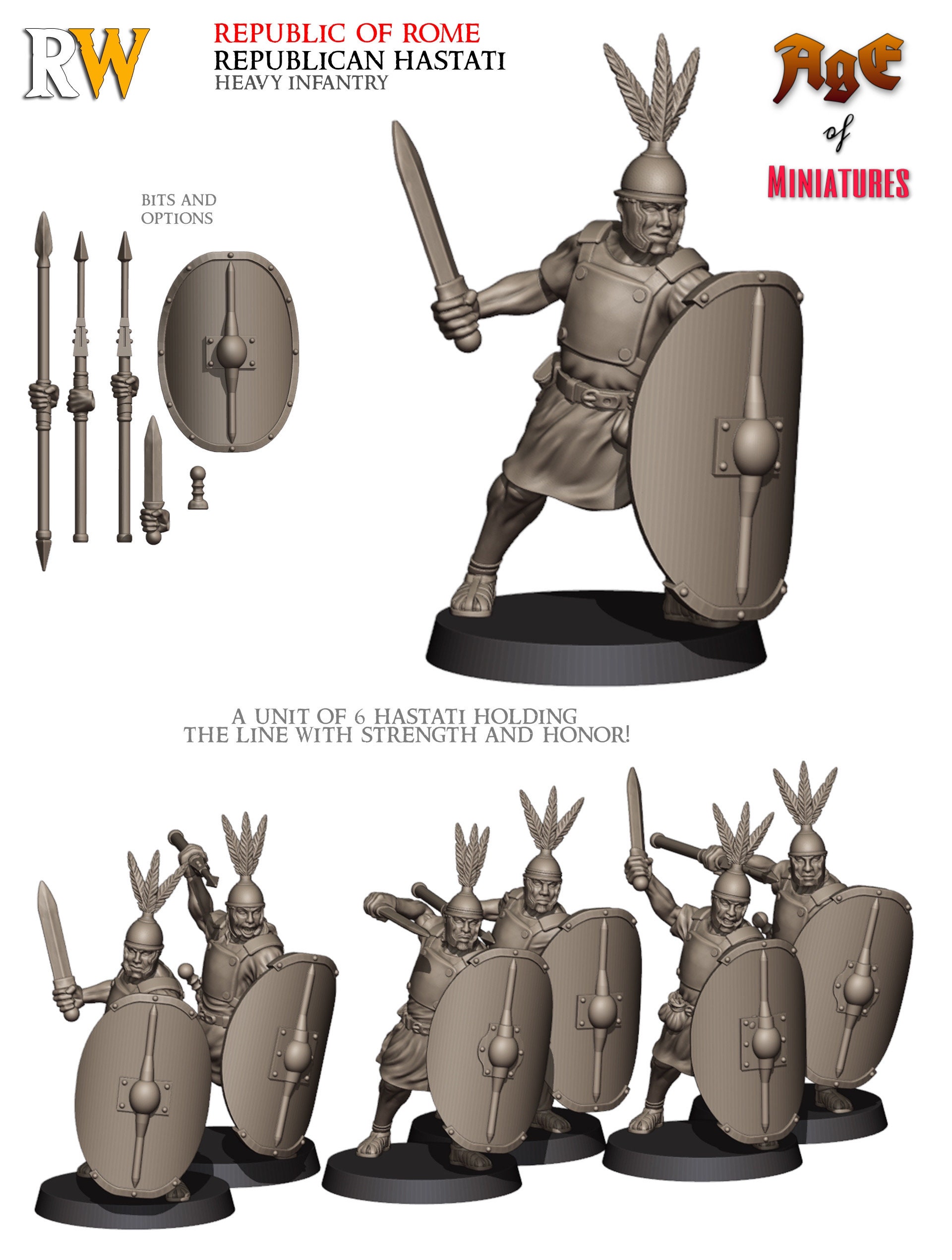 Roman Hastati Heavy Infantry, Historical 1/72, 28mm, 32mm, 1/35, 54mm ...