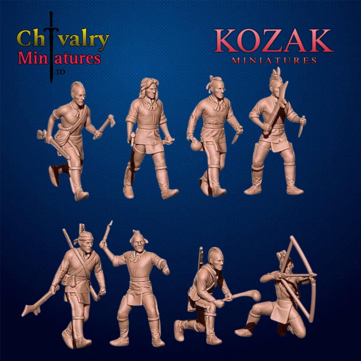 Native Indian Warriors Close Combat Set 1, 1/72, 28mm, 32mm, 1/35, 54mm ...