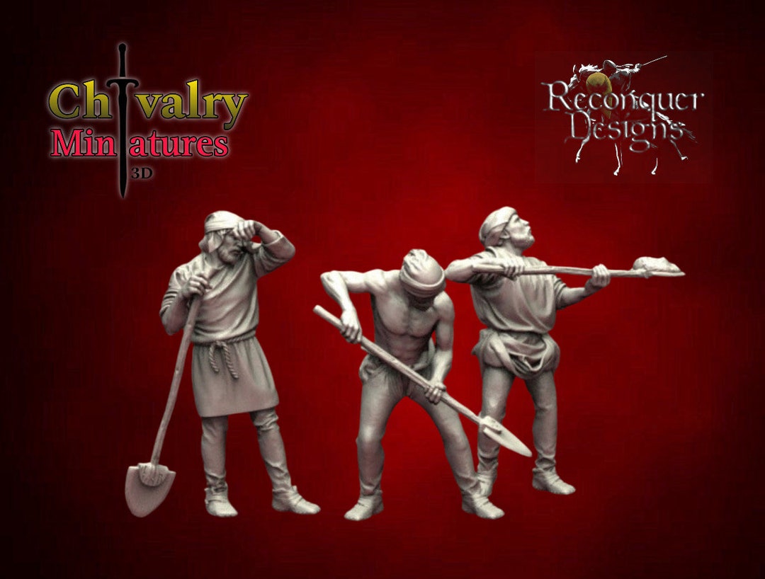 Medieval Sapper Tunnel Diggers, Historical 1/72, 28mm, 32mm, 1/35, 54mm ...