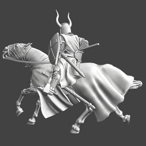 Medieval Teutonic Charging Knight, 1/72, 28mm, 32mm, 1/35, 54mm, 75mm ...