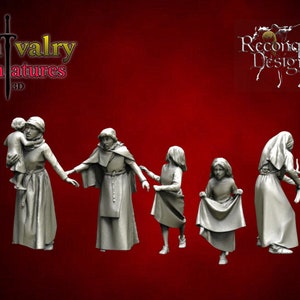 Medieval Fleeing Villagers Set B, Diorama, Historical 1/72, 28mm, 32mm ...