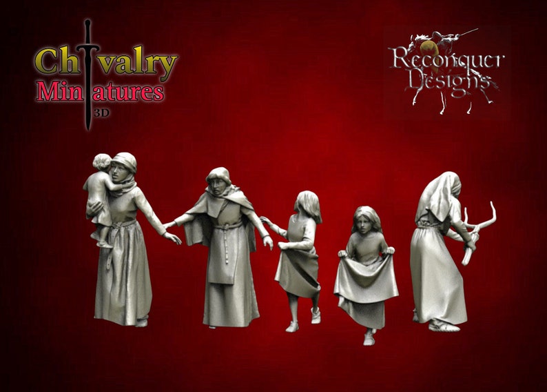 Medieval Fleeing Villagers Set B, Diorama, Historical 1/72, 28mm, 32mm ...