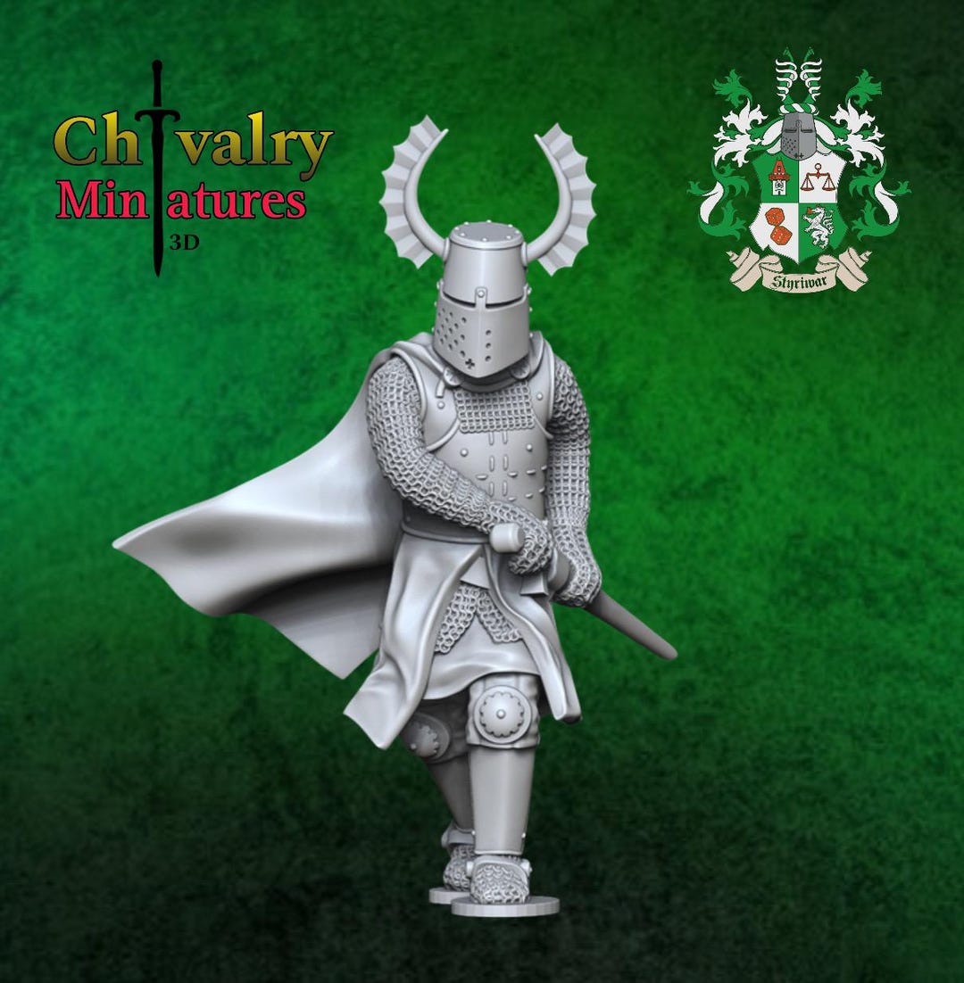 Teutonic Knight on Foot Resin Figure Historical 28mm, 32mm, 40mm, 1/35 ...