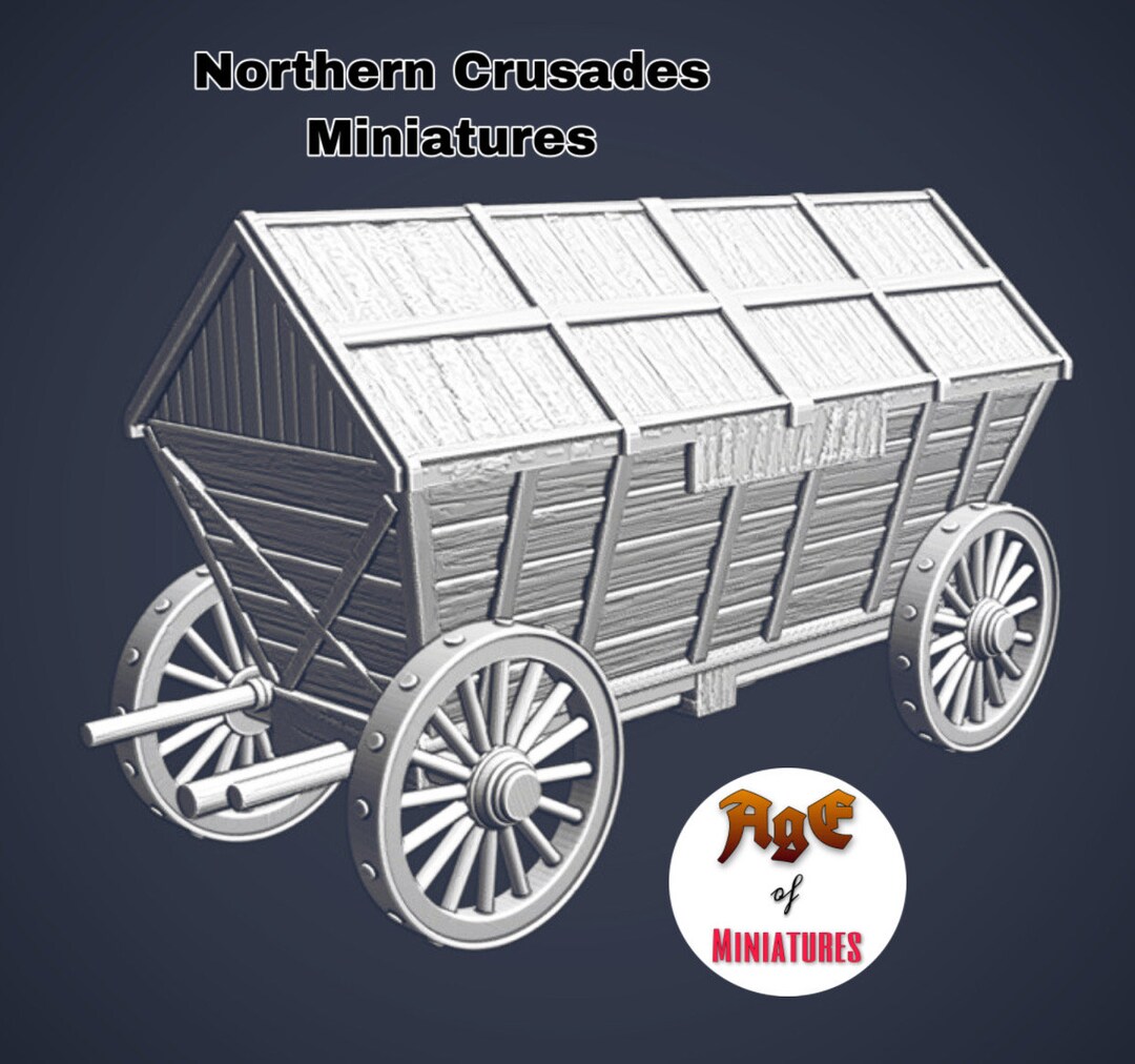 Medieval Closed Triangular Wagon, Historical 1/72, 28mm, 32mm, 1/35 ...