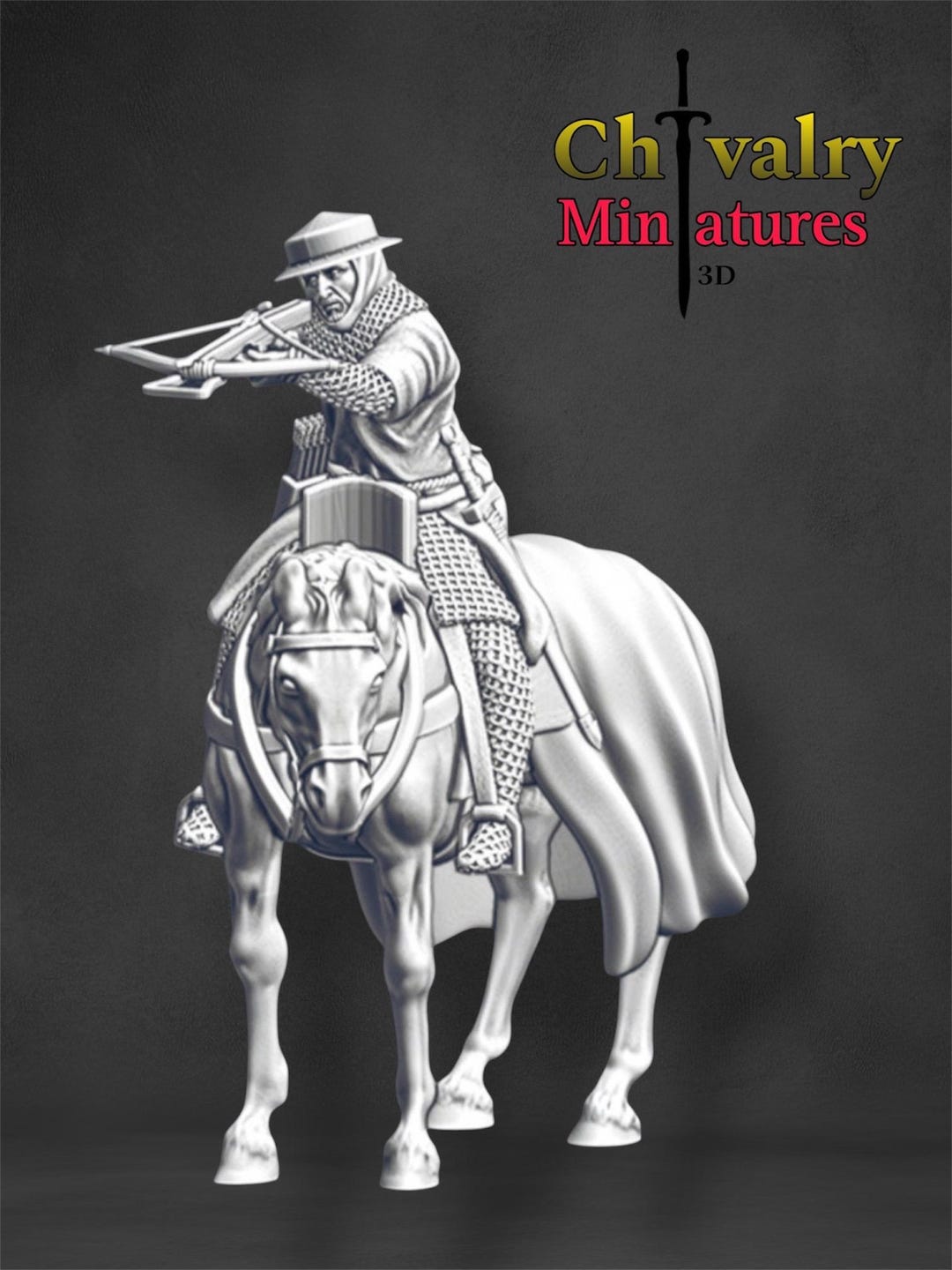 Mounted Crusader With Crossbow, 1/72, 28mm, 32mm, 1/35, 54mm, 75mm ...