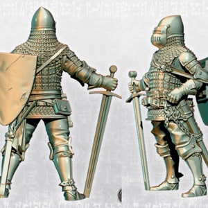 Medieval Lay Knight on Foot, Historical Resin, 1/72, 28mm, 32mm, 1/35 ...