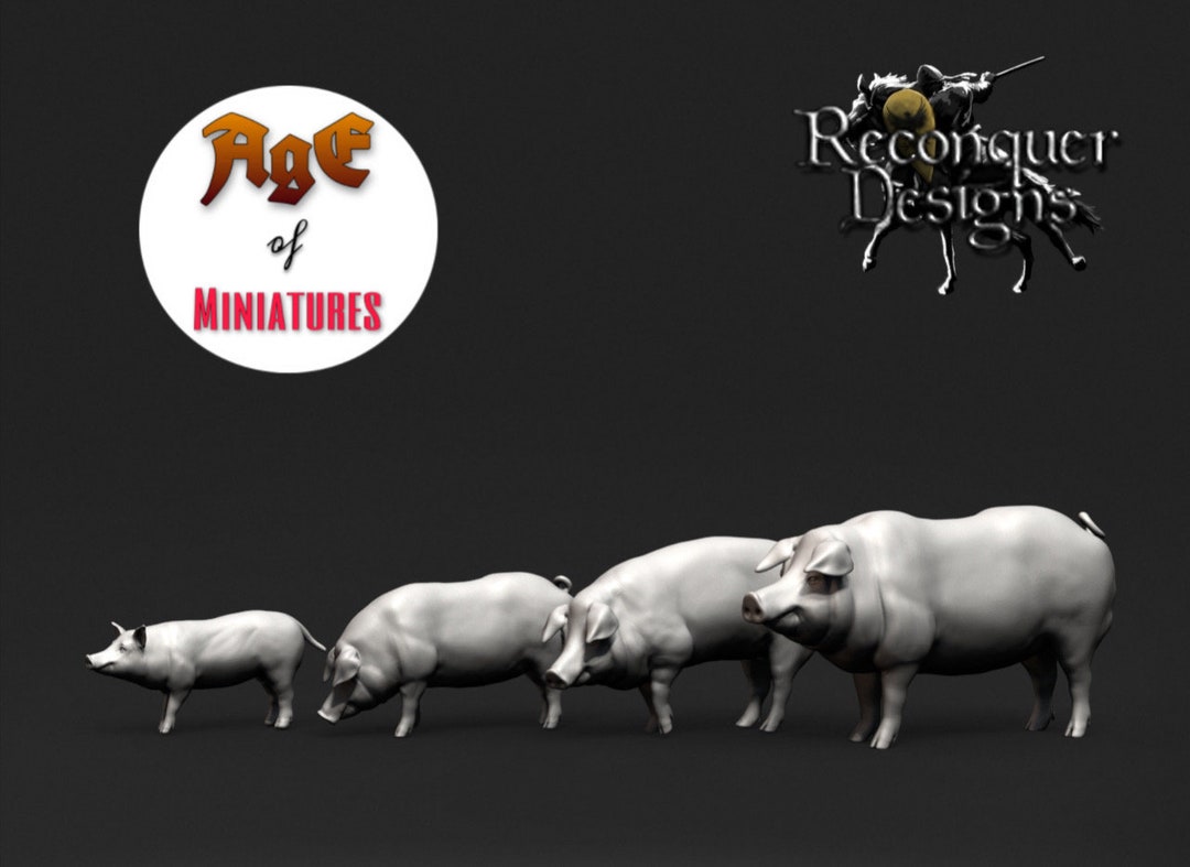 Medieval Pigs Diorama, Historical 1/72, 28mm, 32mm, 1/35, 54mm, 75mm, 1 ...