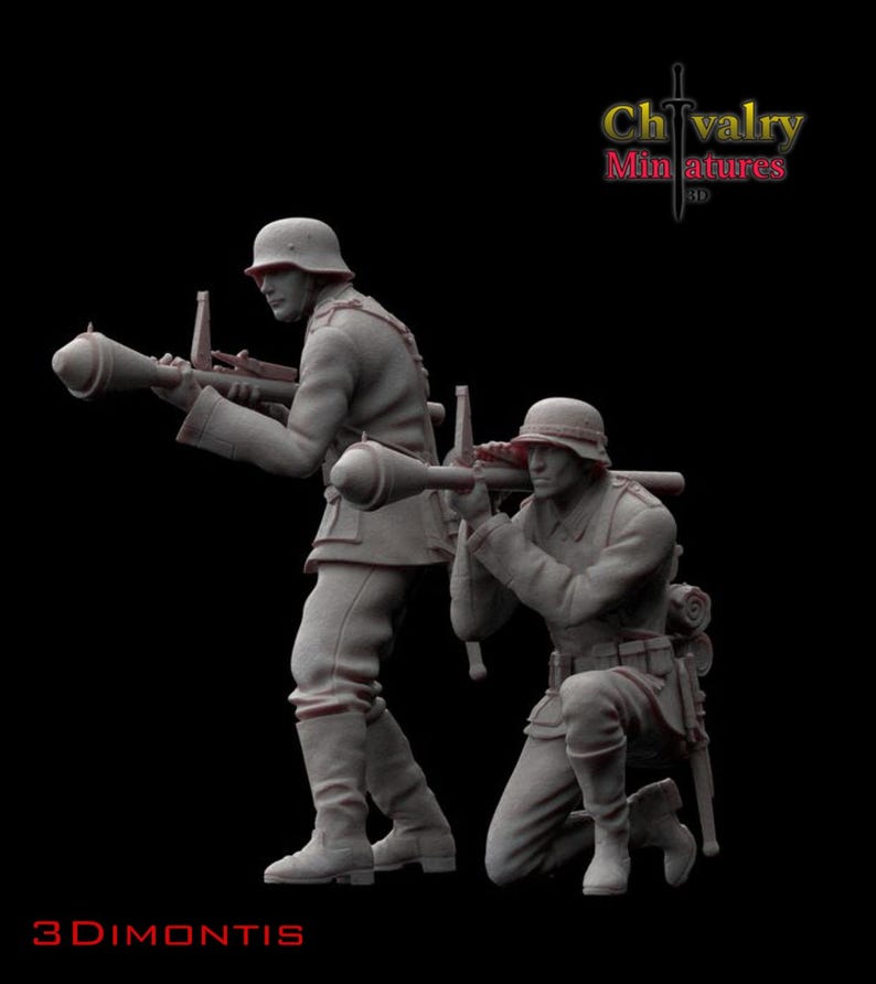 WW2, German Faustpatrone Anti Tank X2 Resin Figure 1/48, 1/35, 1/16 ...