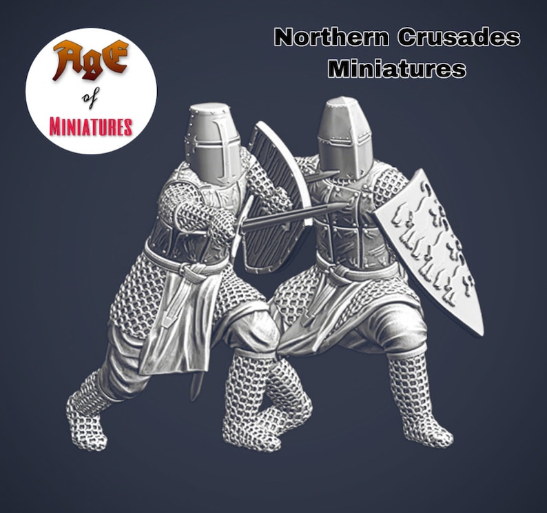 Medieval Crusader Scandinavian Fighting Knights, Resin, 1/72, 28mm ...