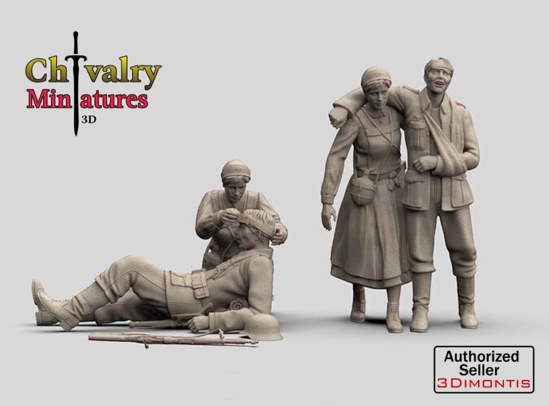 WW2 Wounded Germans With Nurses, Resin Figures 1/48, 1/35, 1/16 ...