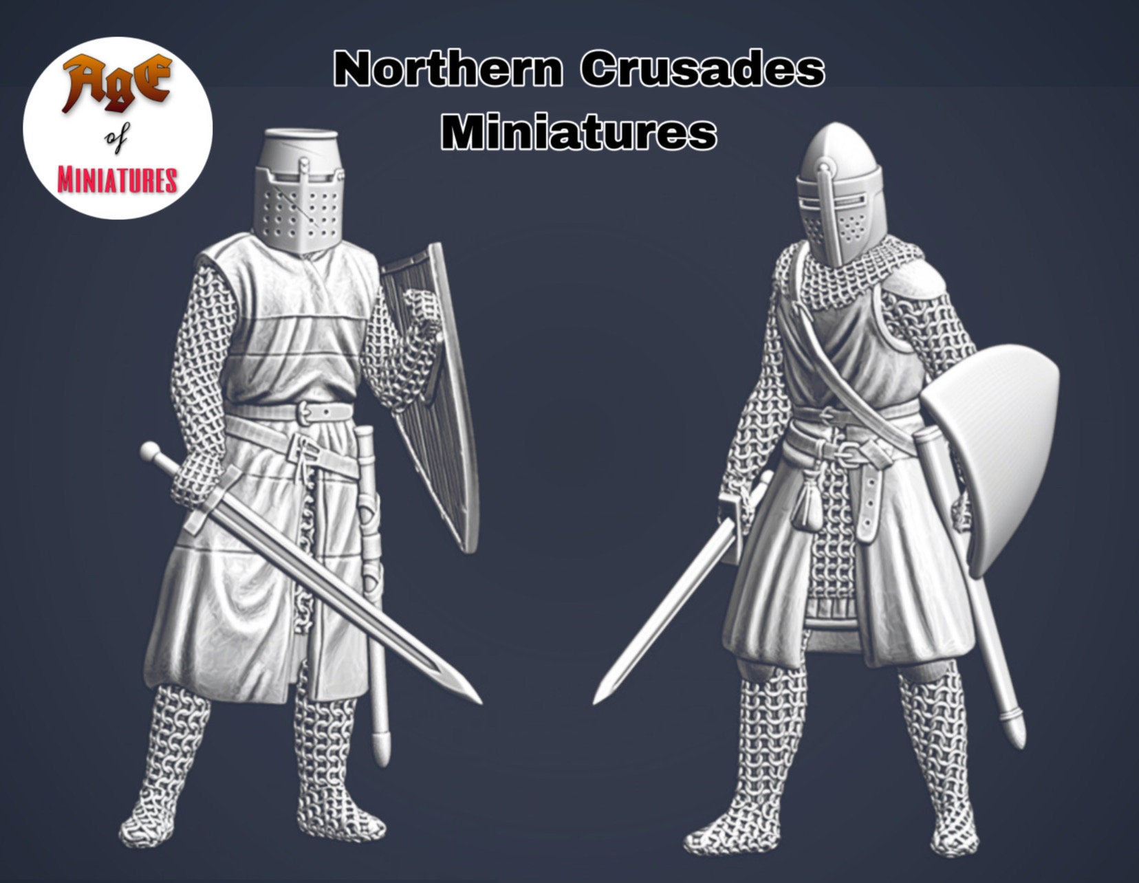 Medieval Crusader Knights Ready to Fight Bundle, Resin, 1/72, 28mm ...