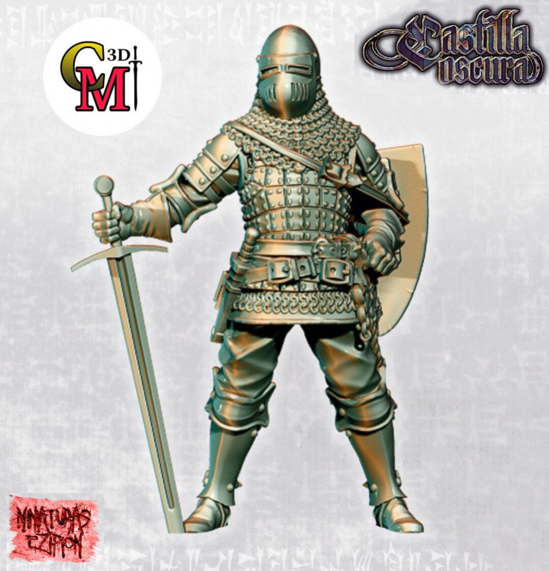 Medieval Lay Knight on Foot, Historical Resin, 1/72, 28mm, 32mm, 1/35 ...