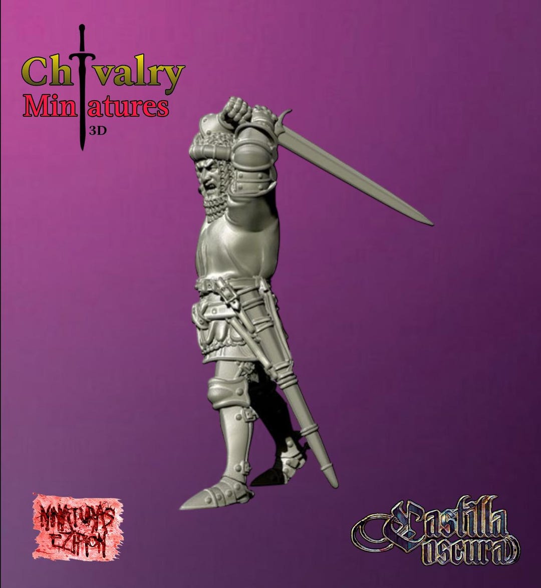 Medieval Slashing Knight on Foot, Historical Resin, 1/72, 28mm, 32mm, 1 ...