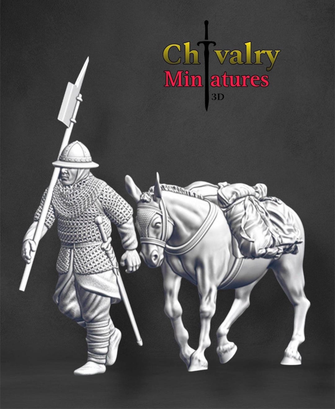 Medieval Crusader Marching Donkey, 1/72, 28mm, 32mm, 1/35, 54mm, 75mm ...