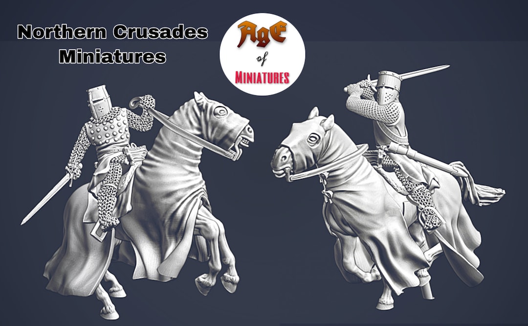 Danish Mounted Crusaders X2 Bundle Set A, Resin, 1/72, 28mm, 32mm, 1/35 ...