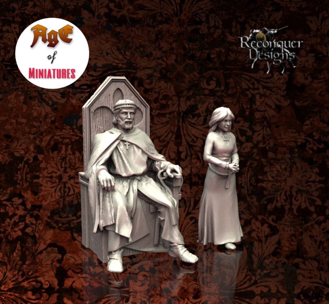 Medieval King on Throne, Princess, 1/72, 28mm, 32mm, 1/35, 54mm, 75mm ...