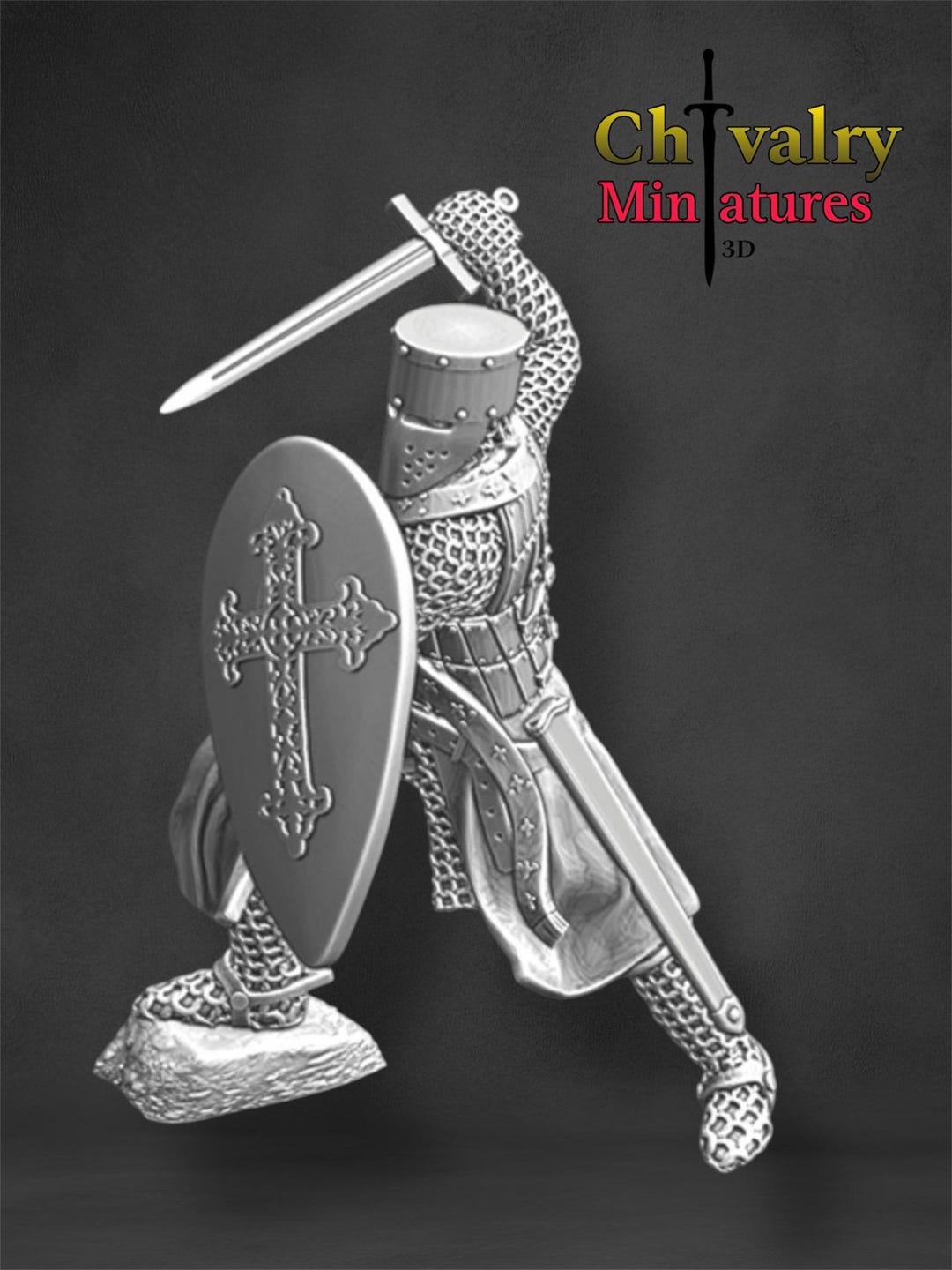 Medieval Religious Knight on Foot, Historical 1/72, 28mm, 32mm, 1/35 ...