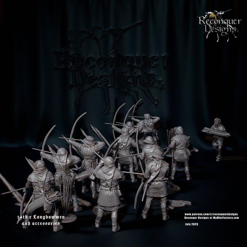 14th Century Medieval Longbowmen Resin Figures Historical 1/72, 28mm ...