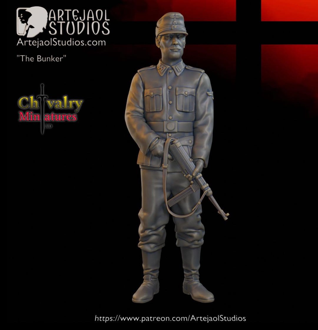 WW2, German Soldier With MP40 Resin Figure 1/48, 1/35, 1/16 by Artejaol ...