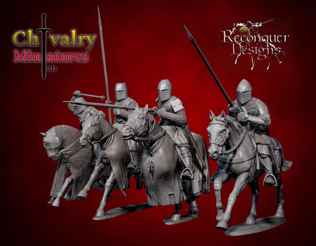 Early 14th Century Mounted Knights Set A, 1/72, 28mm, 32mm, 1/35, 54mm ...