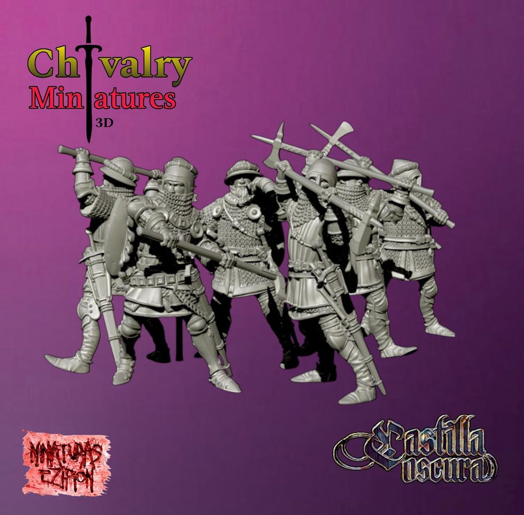 14th-15th Century Medieval Knights With Poleax Set 2, Resin, 1/72, 28mm ...