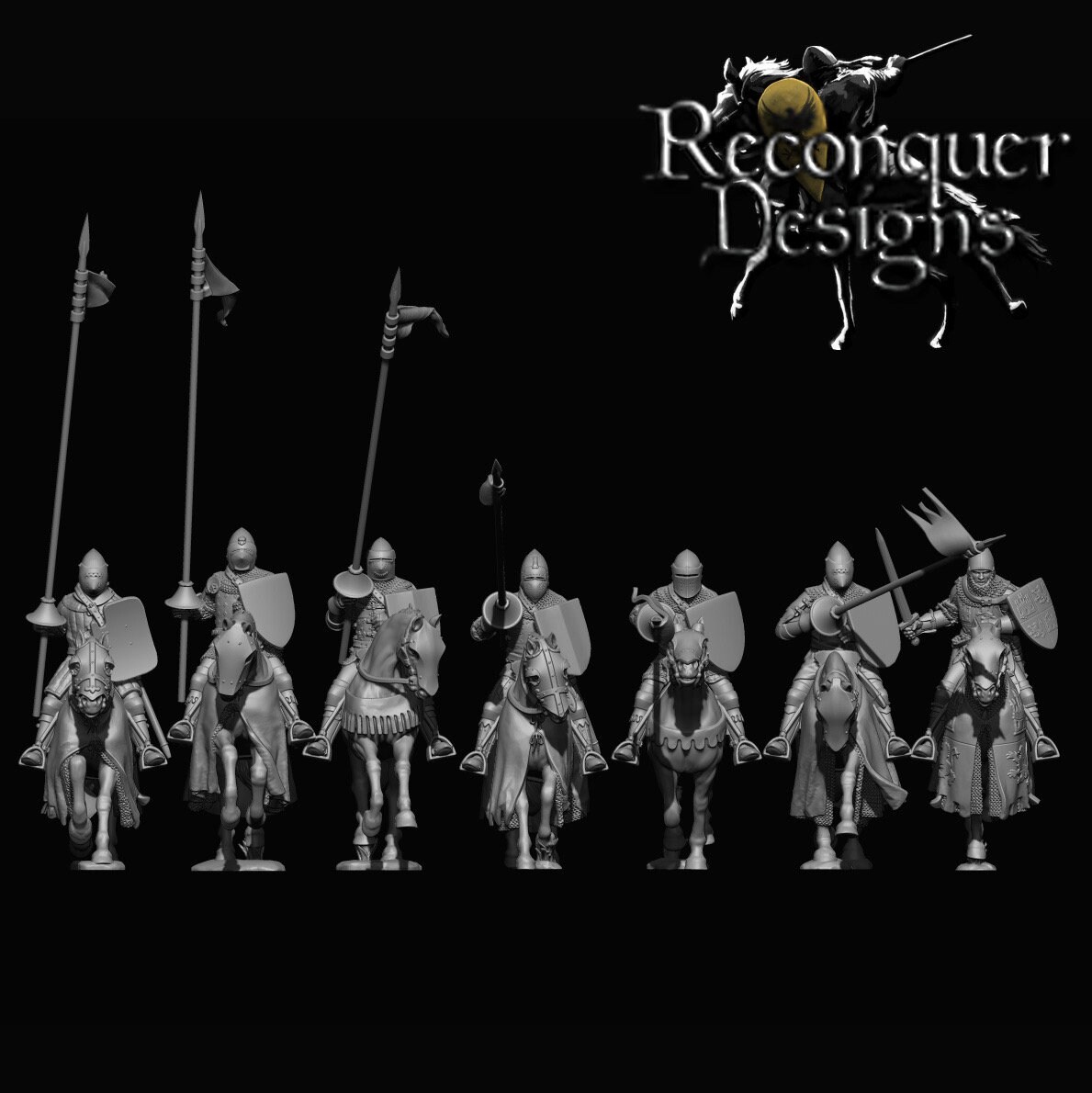 14th-15th Mounted Men at Arms X6, Historical Resin Figures 1/72, 28mm ...