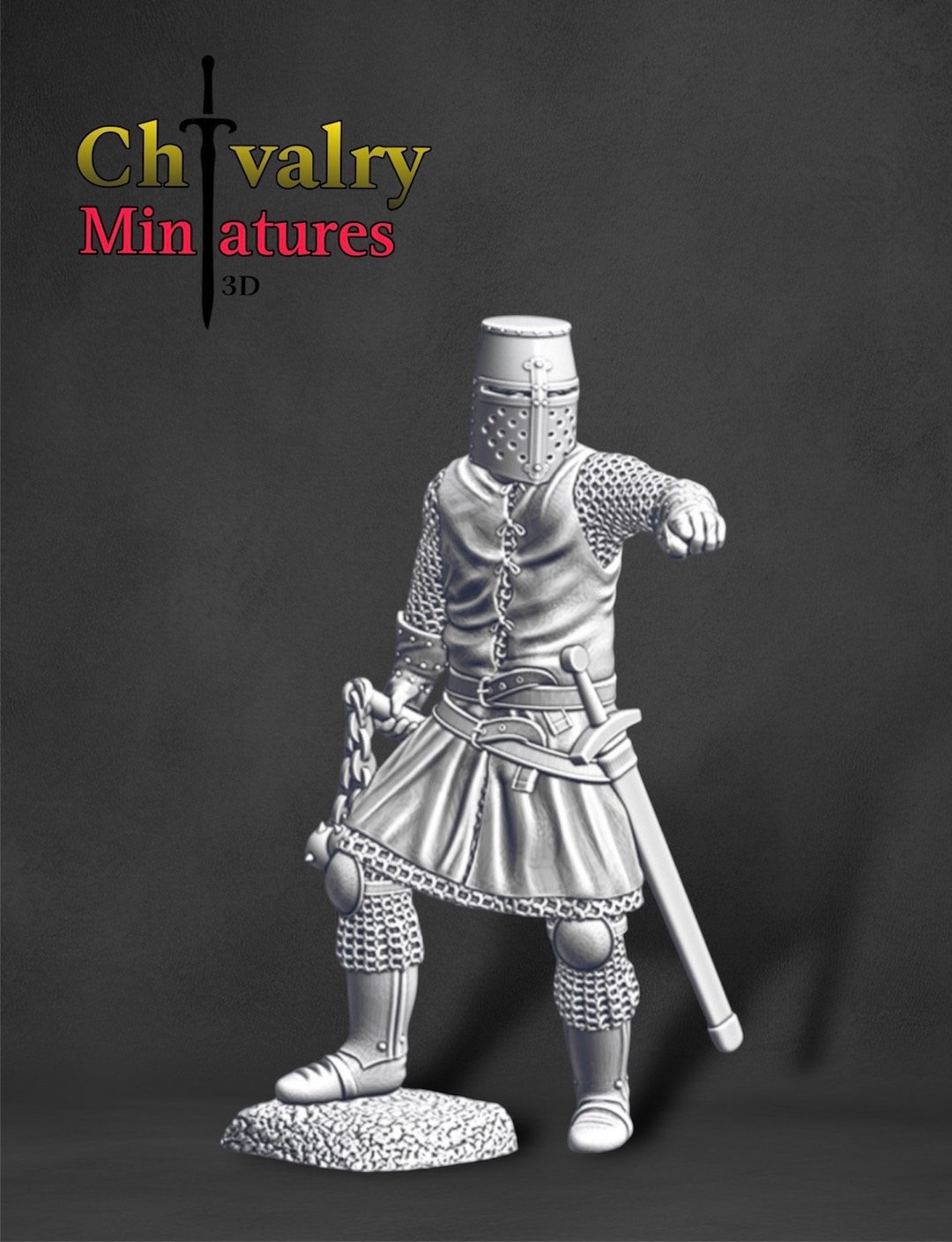 Crusader Pointing on Foot, Historical 1/72, 28mm, 32mm, 1/35, 54mm ...