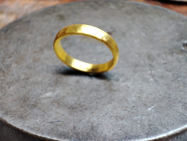 24K Gold Ring, Solid Gold Wedding Band, Pure Gold Promise Ring, Rustic ...