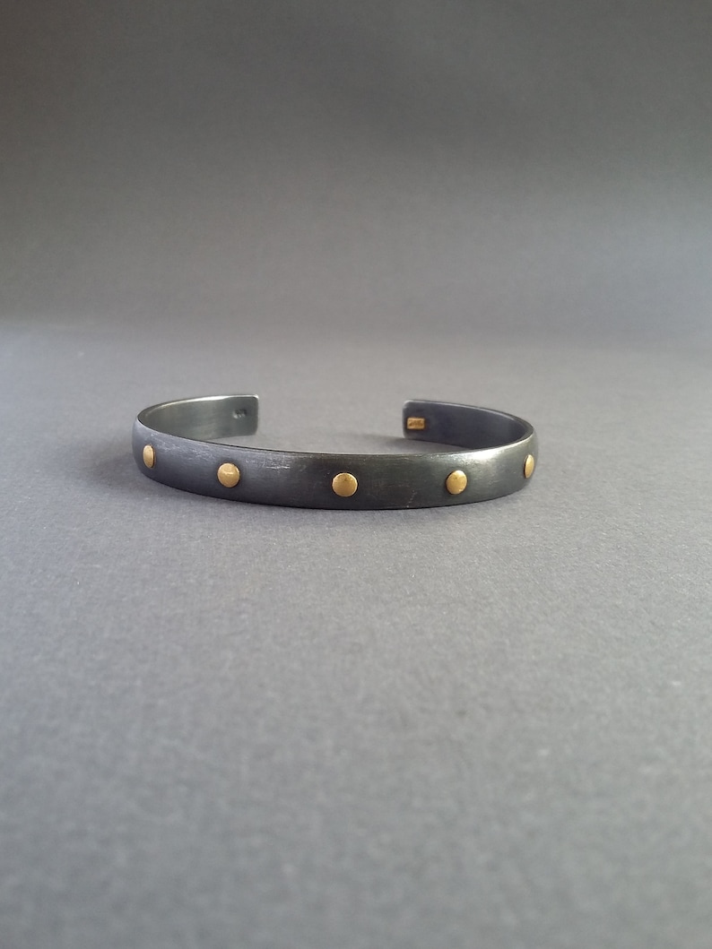 Silver and Gold Cuff Bracelet, 24k Gold Bracelet, Oxidized Silver ...