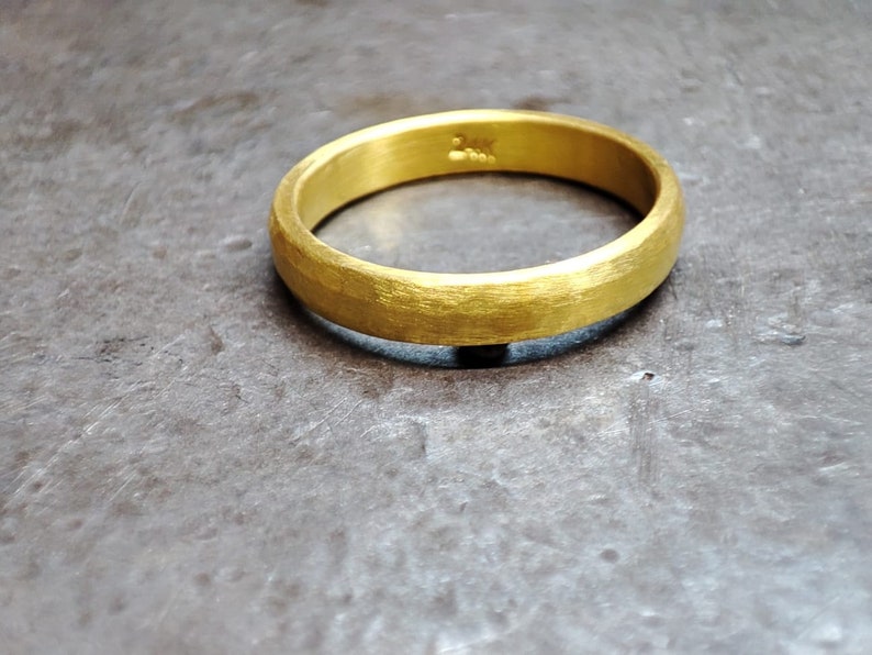 24K Gold Ring, Solid Gold Wedding Band, Pure Gold Promise Ring, Rustic ...