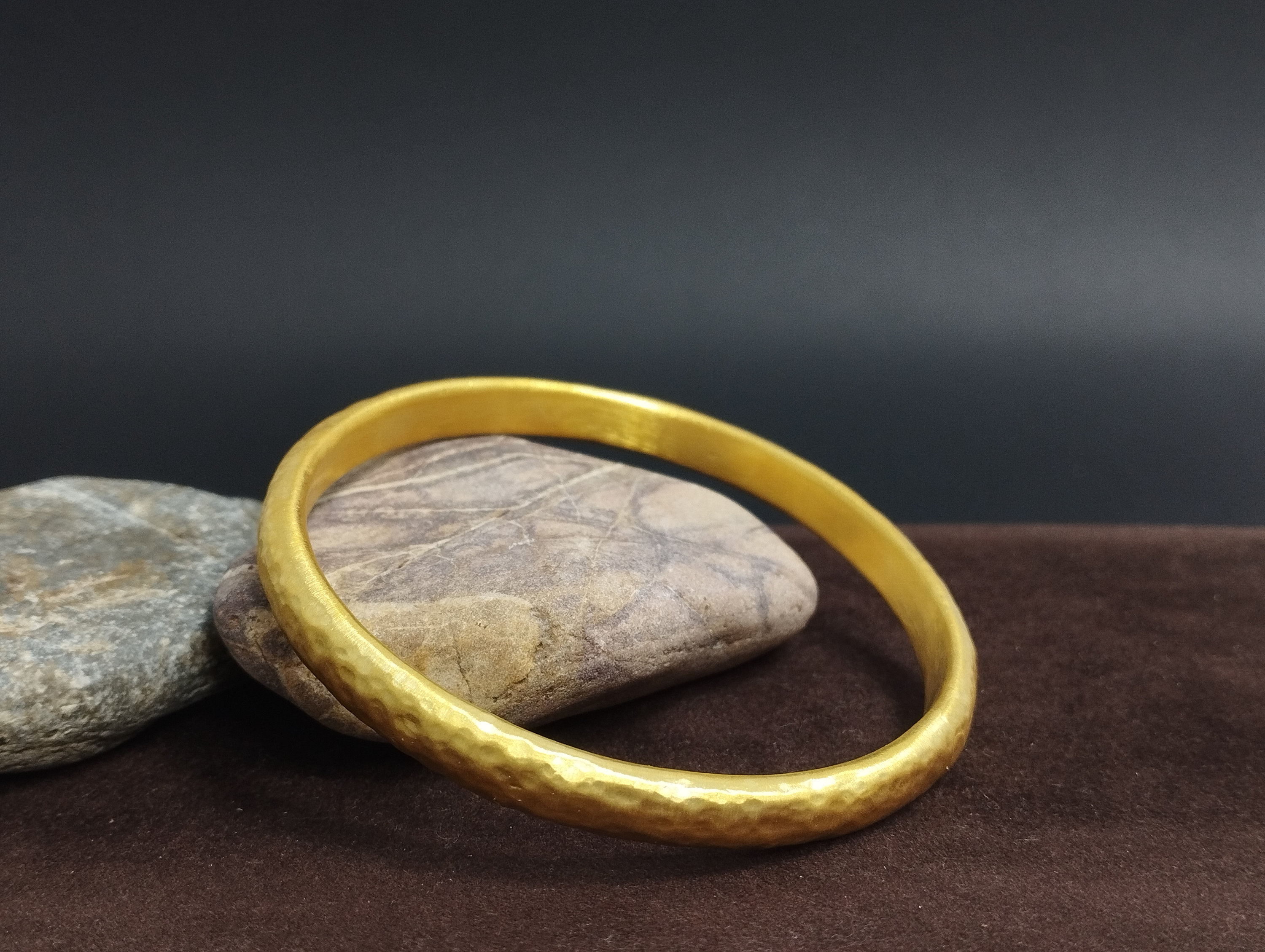 24K Gold Hammered Bangle Solid Gold Cuff Bracelet Handmade - Etsy