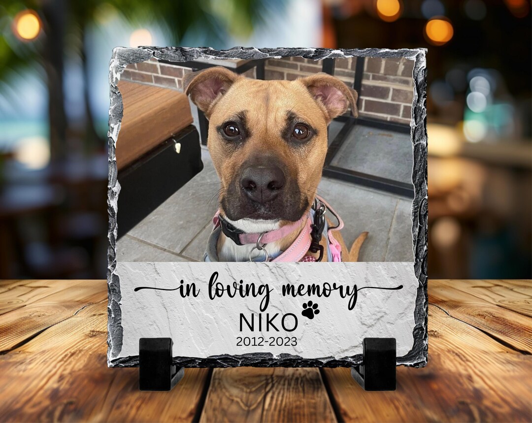 Personalized Pet Memorial Slate Stone, Dog Photo Plaque, Sympathy Gift ...