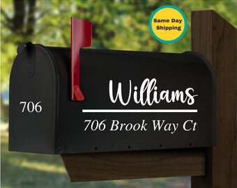 Mailbox Number and Last Name Family Decal - Etsy