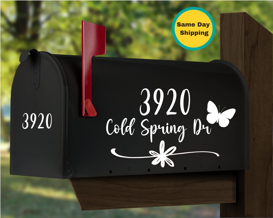 Mailbox Address Decal With Butterfly, Personalized Mailbox Decal ...