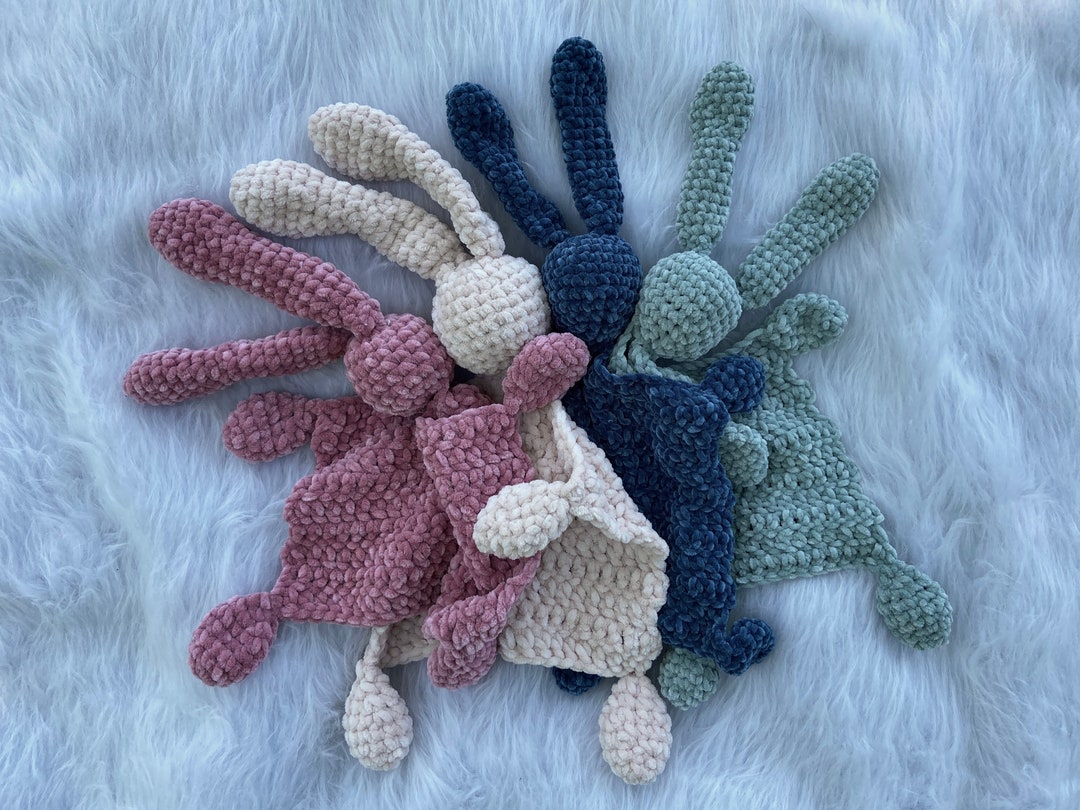 Velvet Bunny Lovey Crochet Baby Snuggler Minimalist Gender Neutral Baby ...
