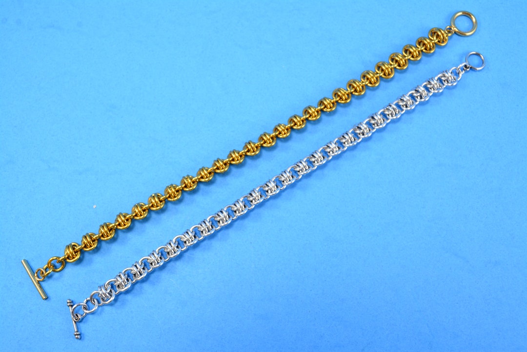 Barrel Weave Chainmail Bracelet or Necklace, Gold Color, Handmade ...
