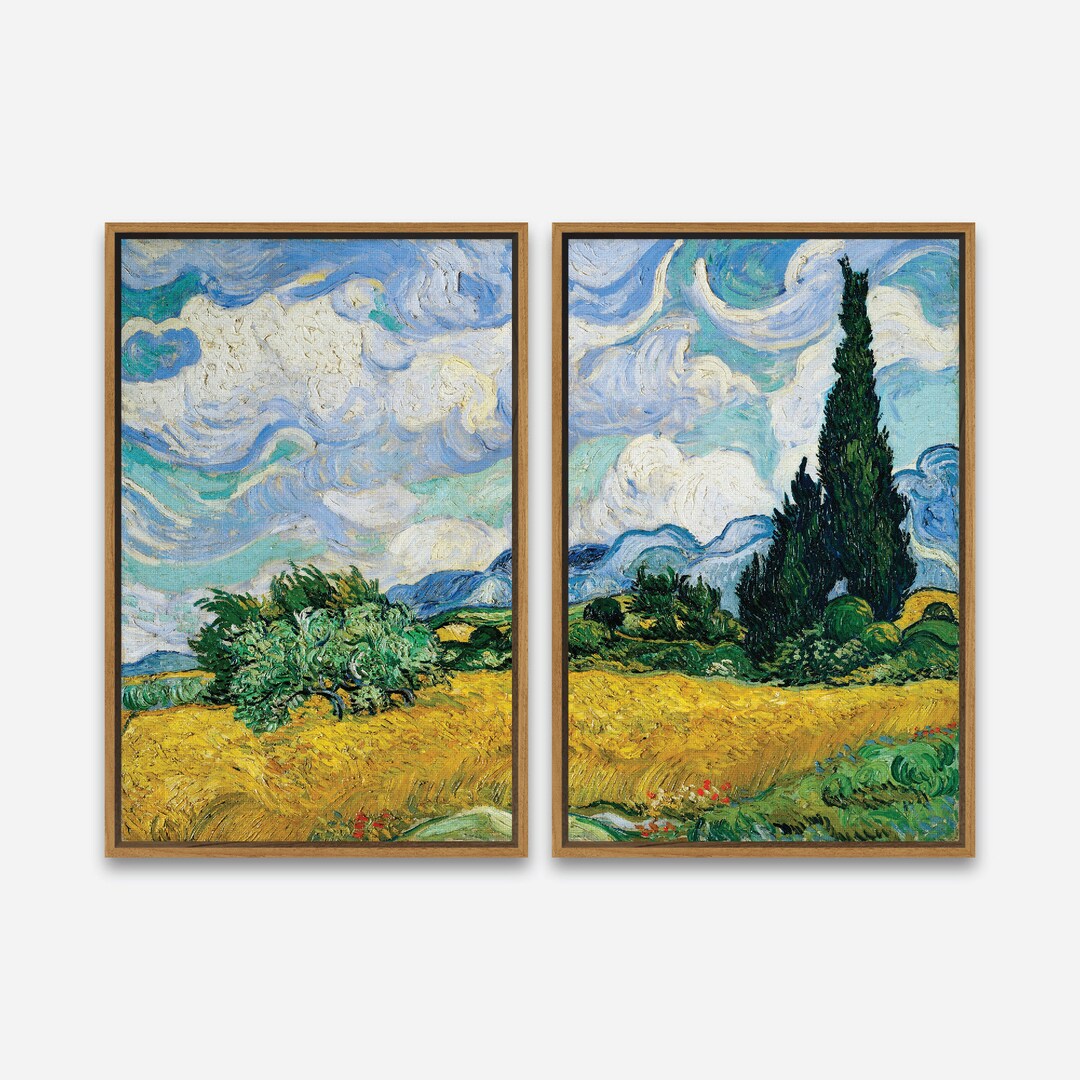 Famous Art Print - VAN GOGH PAINTINGS - Wheat Field With Cypresses ...
