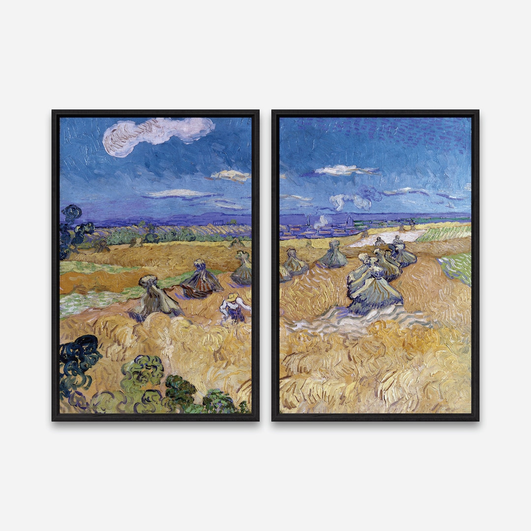 VAN GOGH PAINTING - Wheat Stacks With Reaper (1888) - Vintage Art Print ...