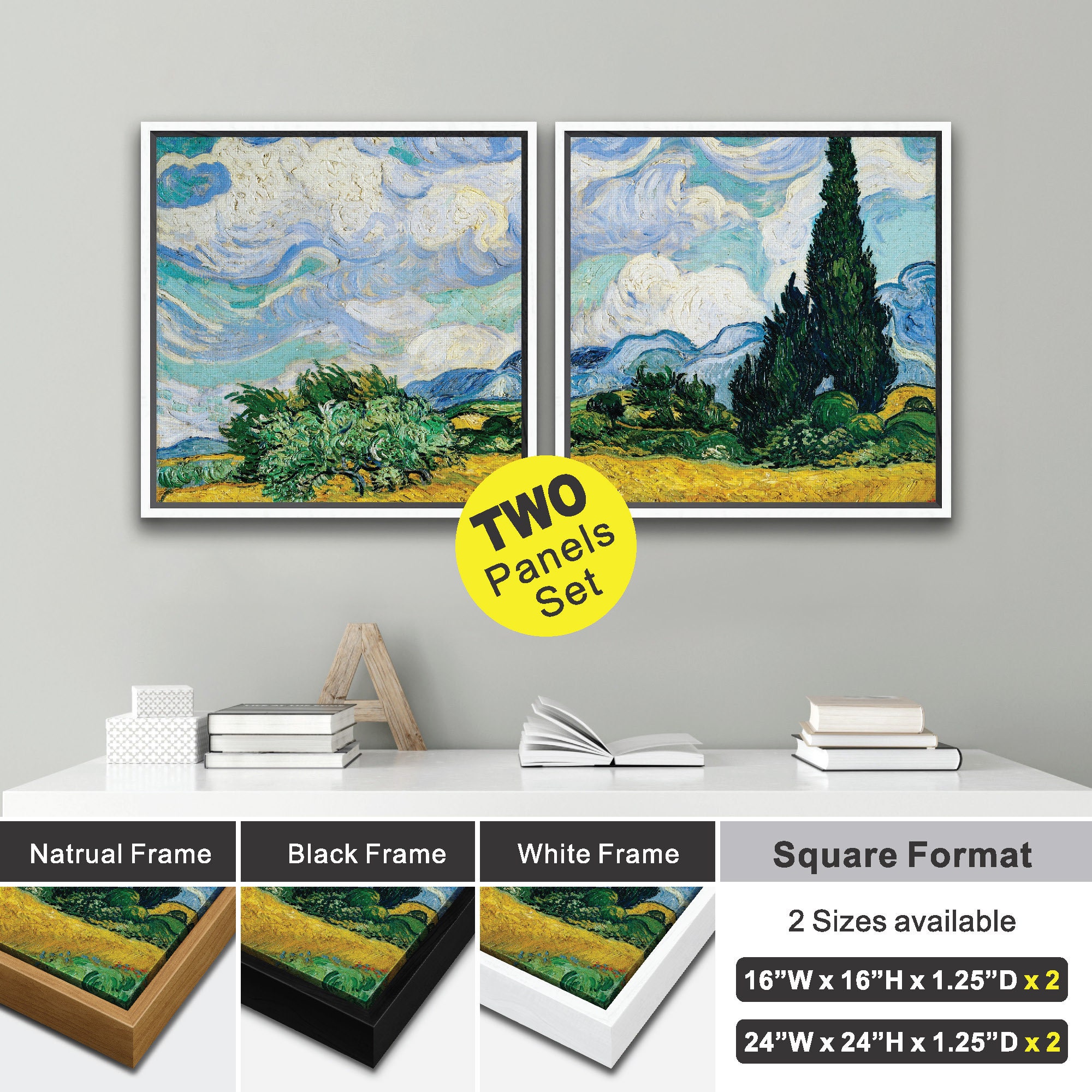 Famous Art Print - VAN GOGH PAINTINGS - Wheat Field With Cypresses ...