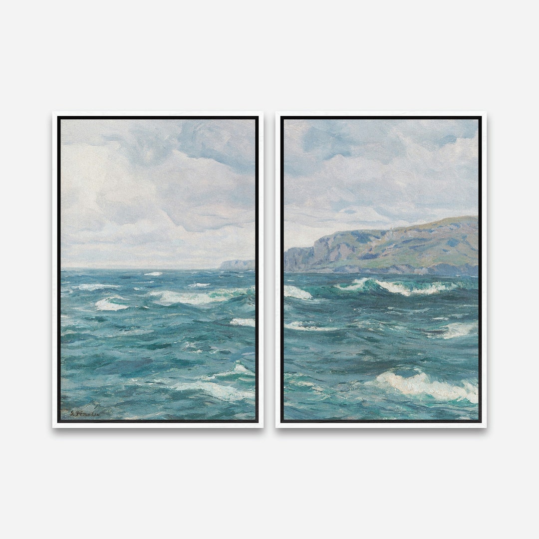 North Sea Coast by Georg Hacker - Vintage Wall Art Print - 1 or 2 Panel ...