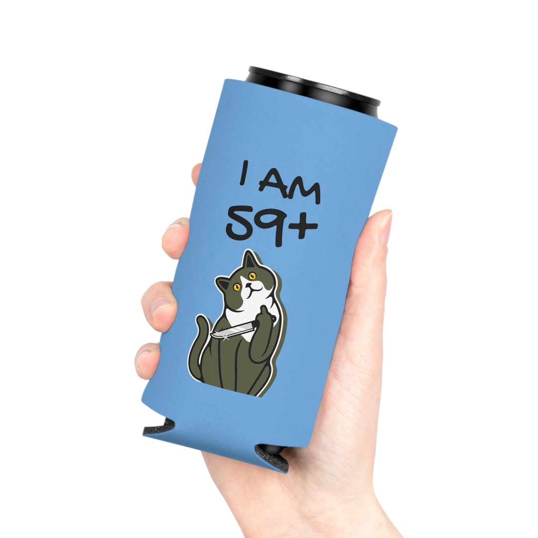 Custom Middle Finger Cat Koozie, Skinny Can Cooler, Personalized ...