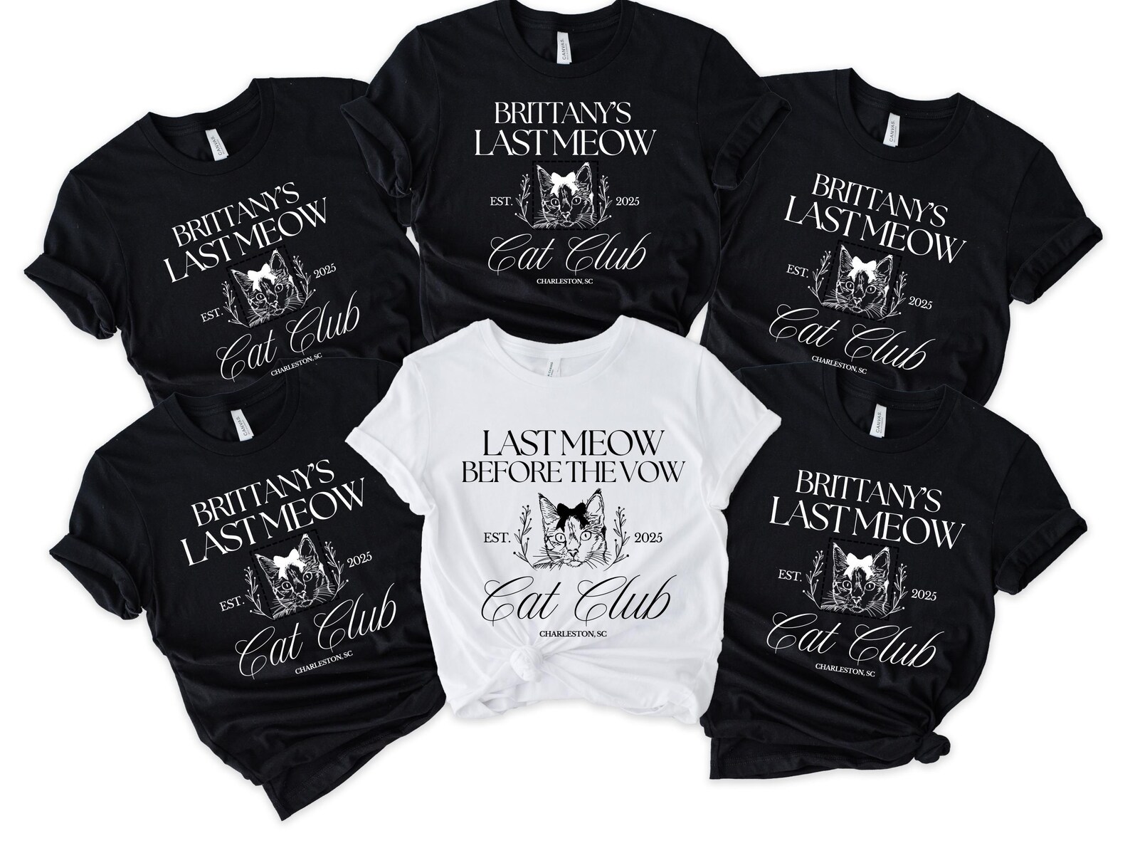 Last Meow Before the Vow Cat Coquette Bachelorette Party Shirts, Custom ...