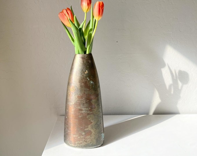 Vintage Tall Brass Triangular Vase/ Bud Vase - Etsy