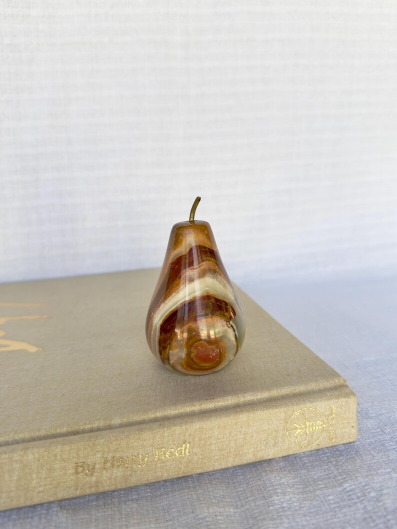 Vintage Onyx / Marble Stone Pear Shaped Fruit Paperweight or Decor ...