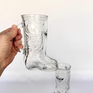 Vintage Glass Cowboy Boot Beer Mugs: Texas Embossed Design - Etsy