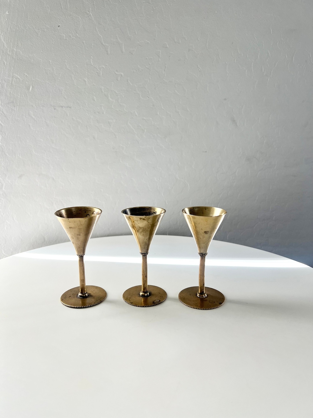 Trio of Mini Size Vintage Brass Wine Goblets - Etsy