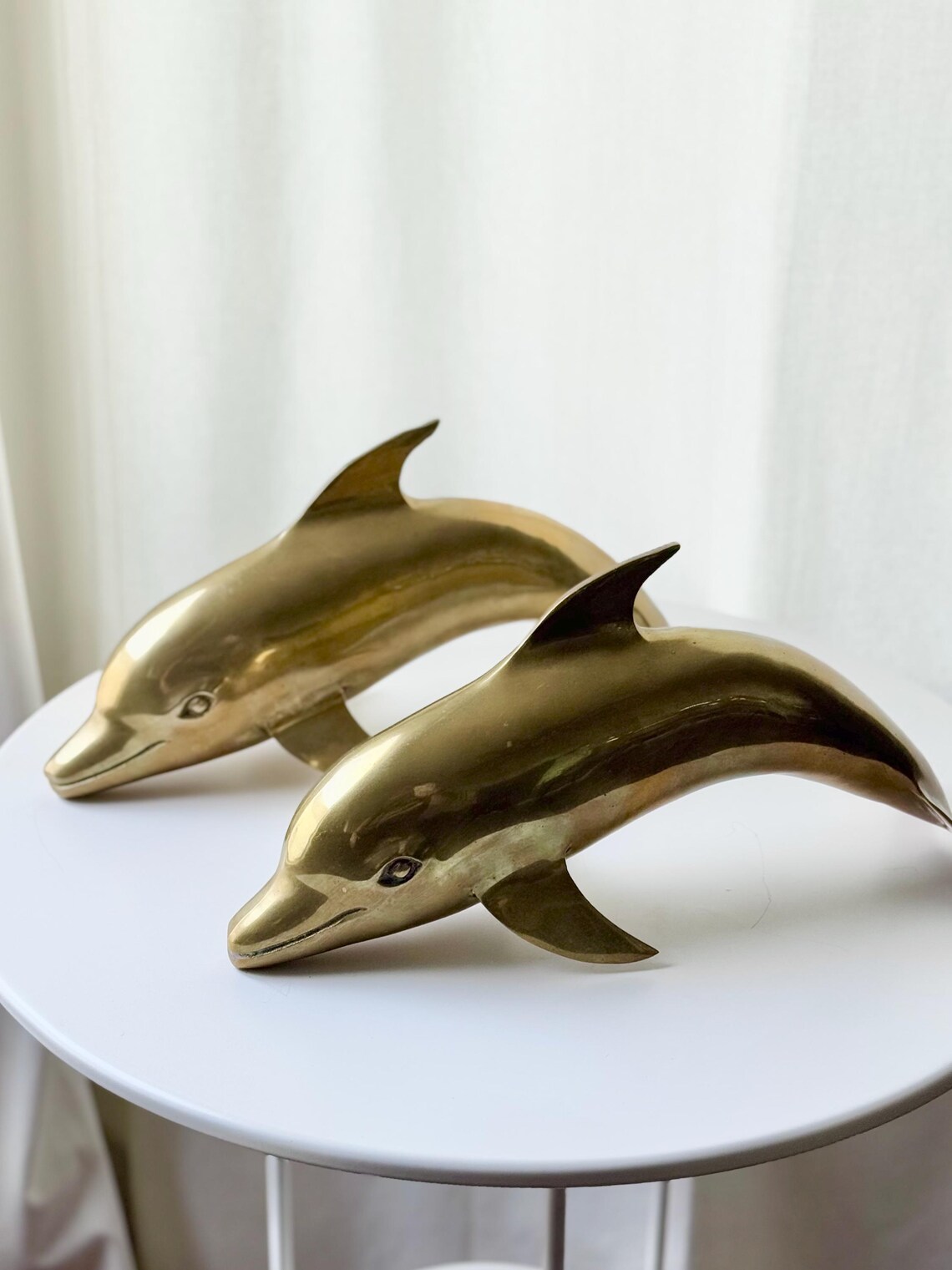 Large Vintage Brass Pair of Dolphins/ Solid Brass Dolphin Figures - Etsy