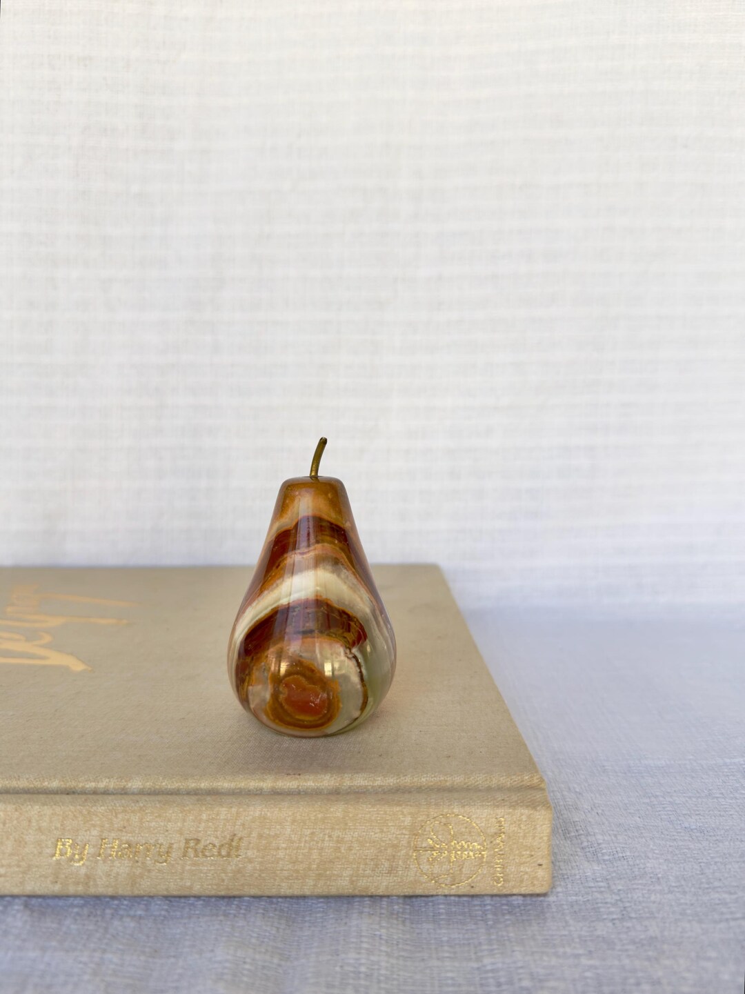 Vintage Onyx / Marble Stone Pear Shaped Fruit Paperweight or Decor ...