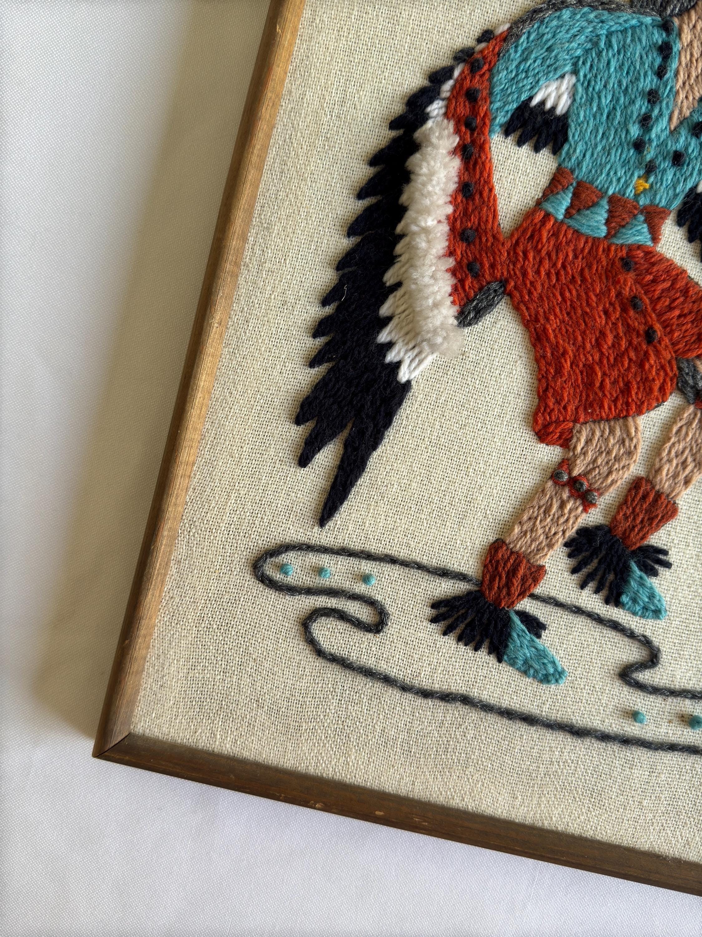 Vintage Pair of Framed Native American Needlework Wall Hangings ...